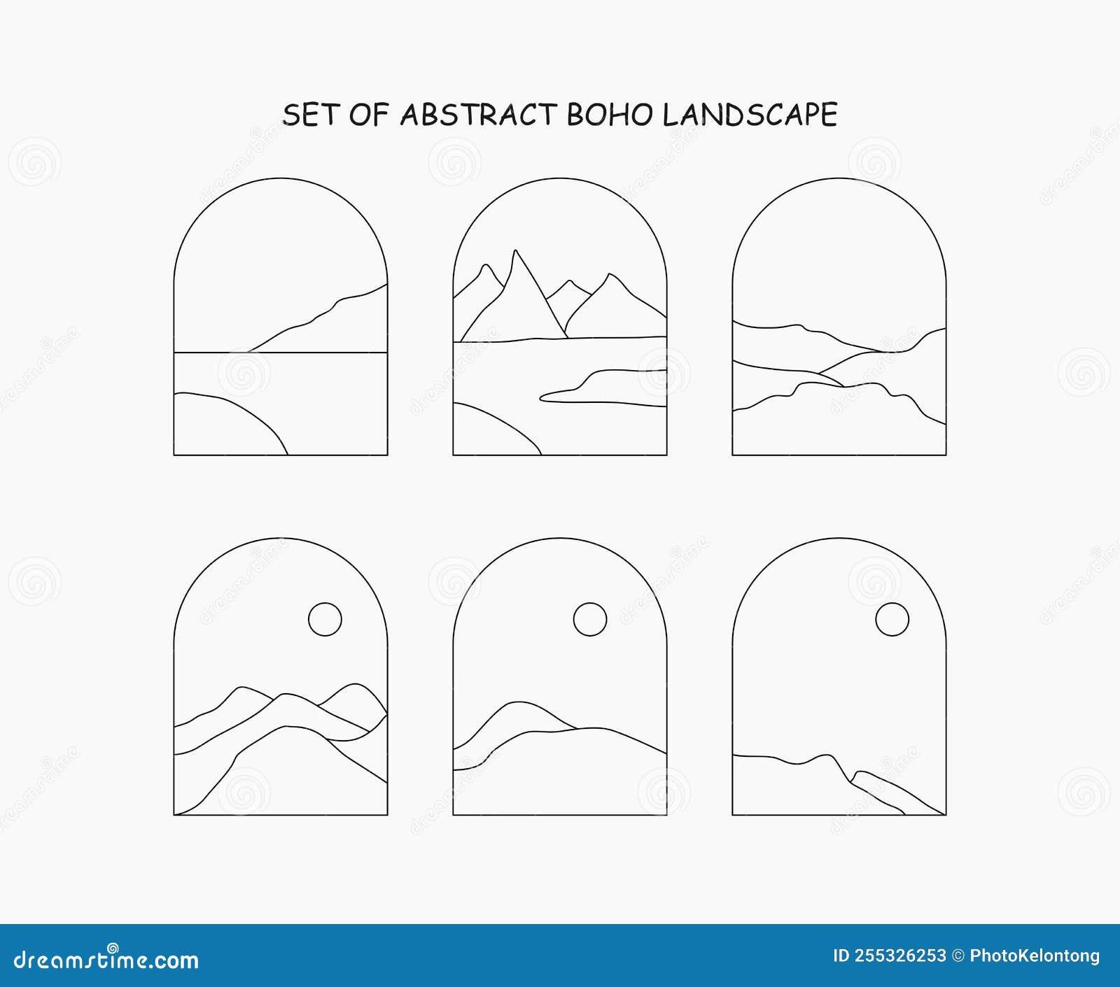 Set of Abstract Boho Landscape Stock Vector - Illustration of ...