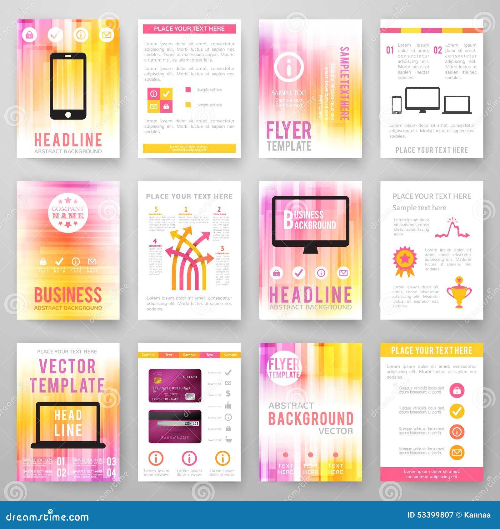 Set of Abstract Bright Background for Flyer Stock Vector - Illustration ...