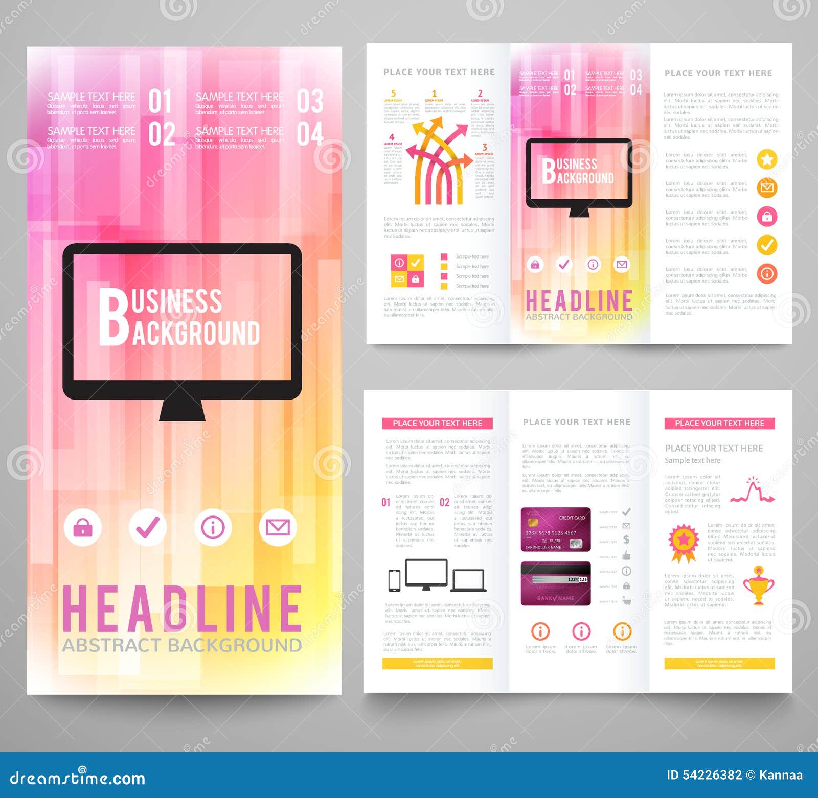 Set of Abstract Bright Background for Flyer Stock Vector - Illustration ...