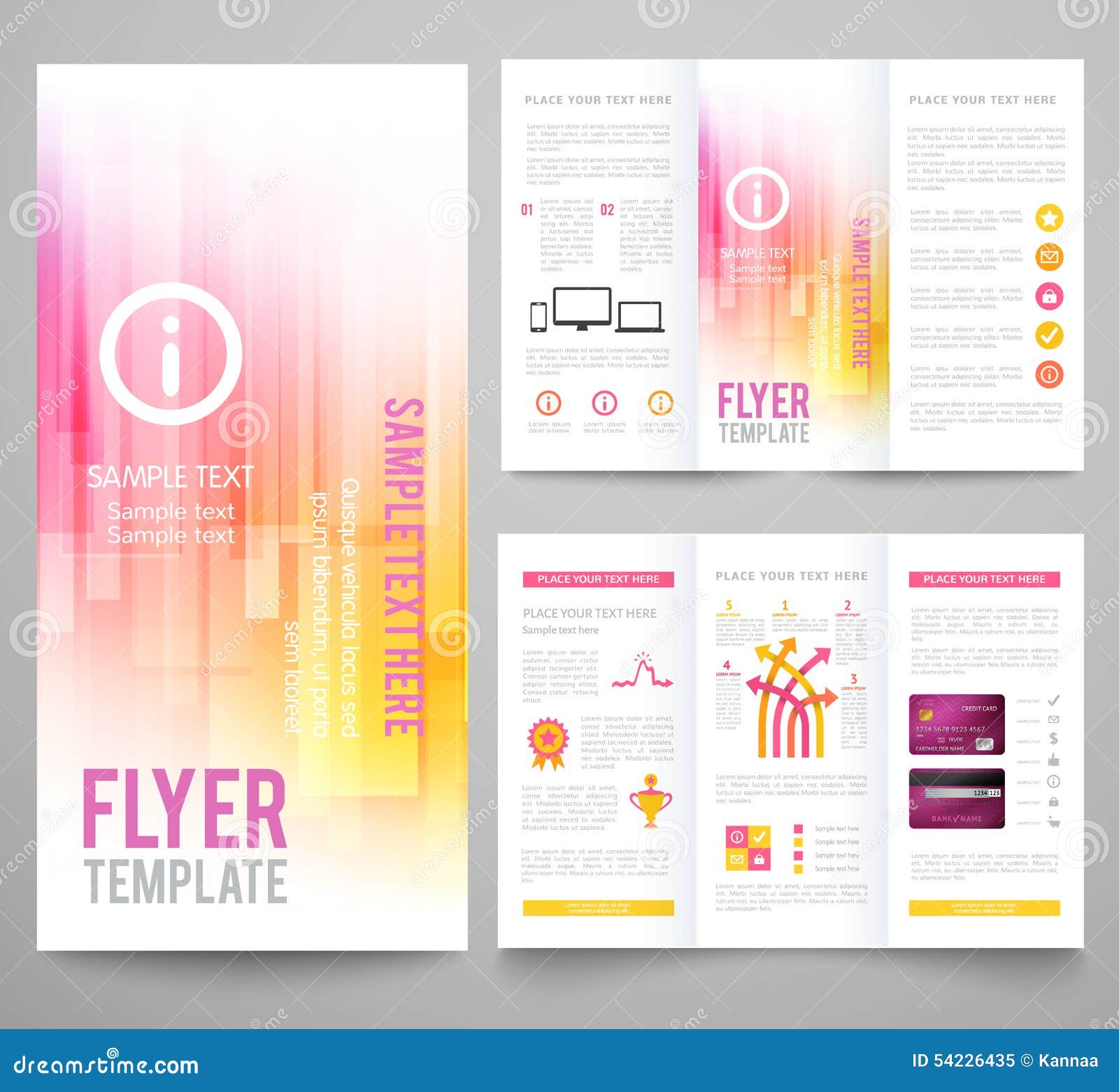 Set of Abstract Bright Background for Flyer Stock Vector - Illustration ...