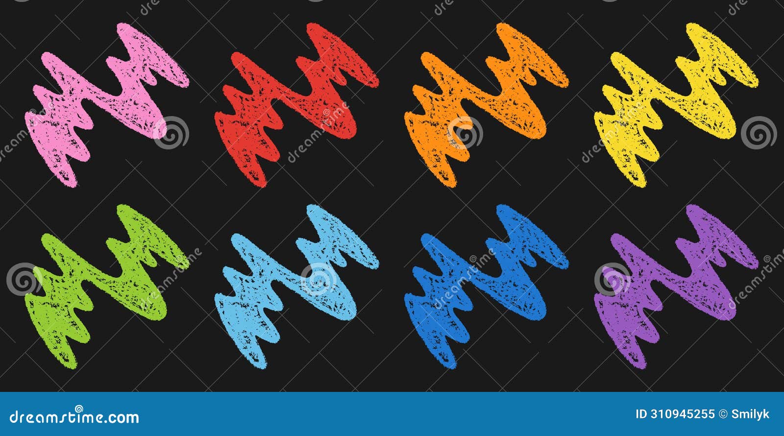 Set of Abstract Bright Design Elements Scribbles of Different Colors ...