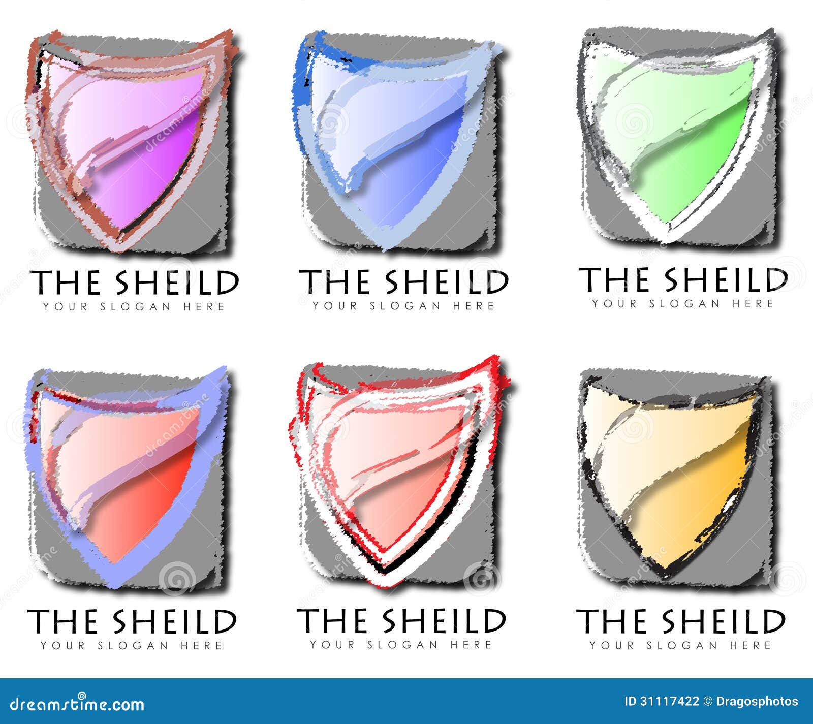 Set of Abstract Business Shields Stock Illustration - Illustration of ...