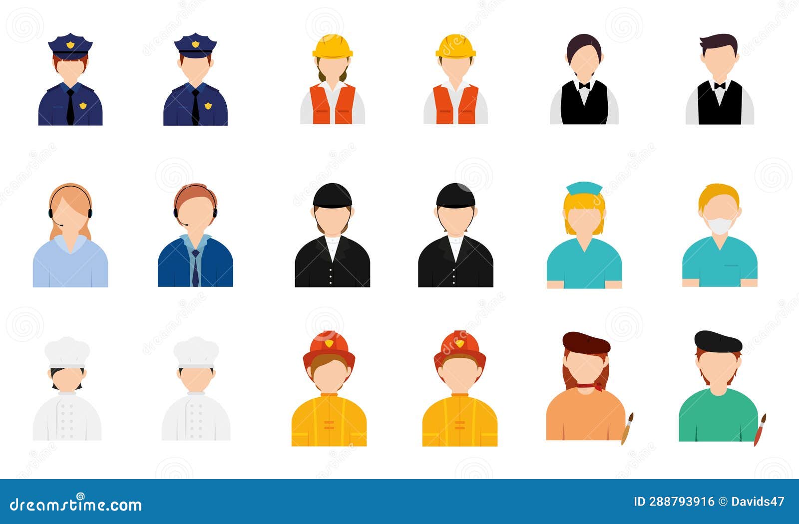 Set of Abstract Characters with Different Professions Vector Stock ...