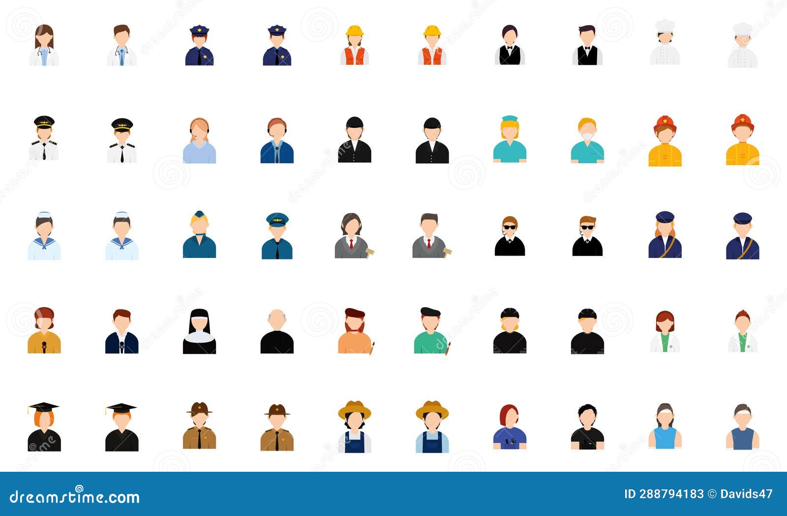 Set of Abstract Characters with Different Professions Vector Stock ...