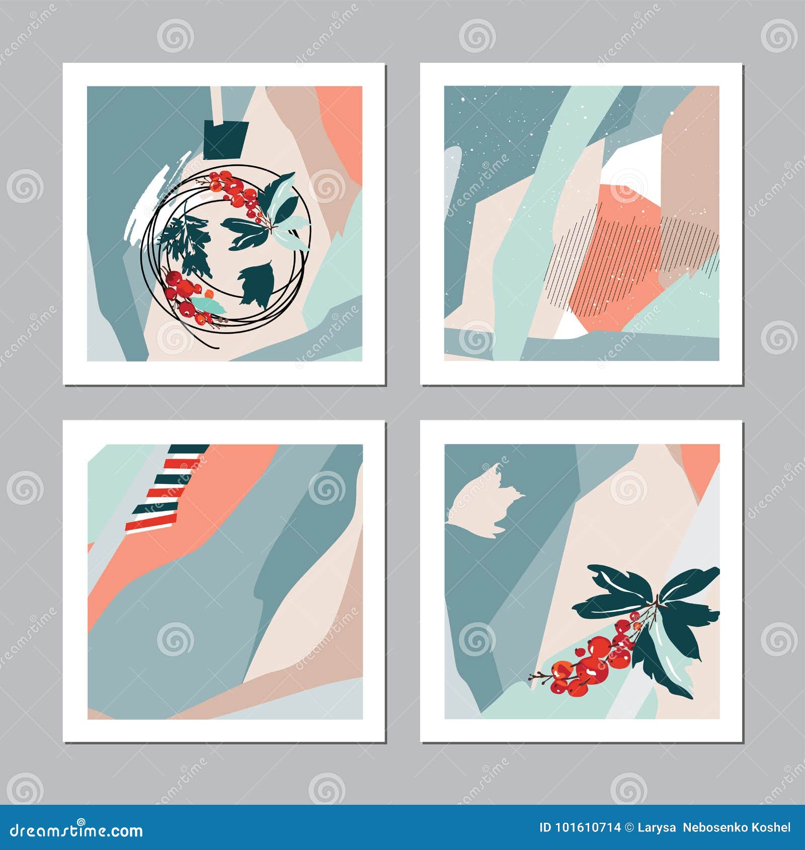 A Set of Abstract Christmas Cards Stock Vector - Illustration of ...