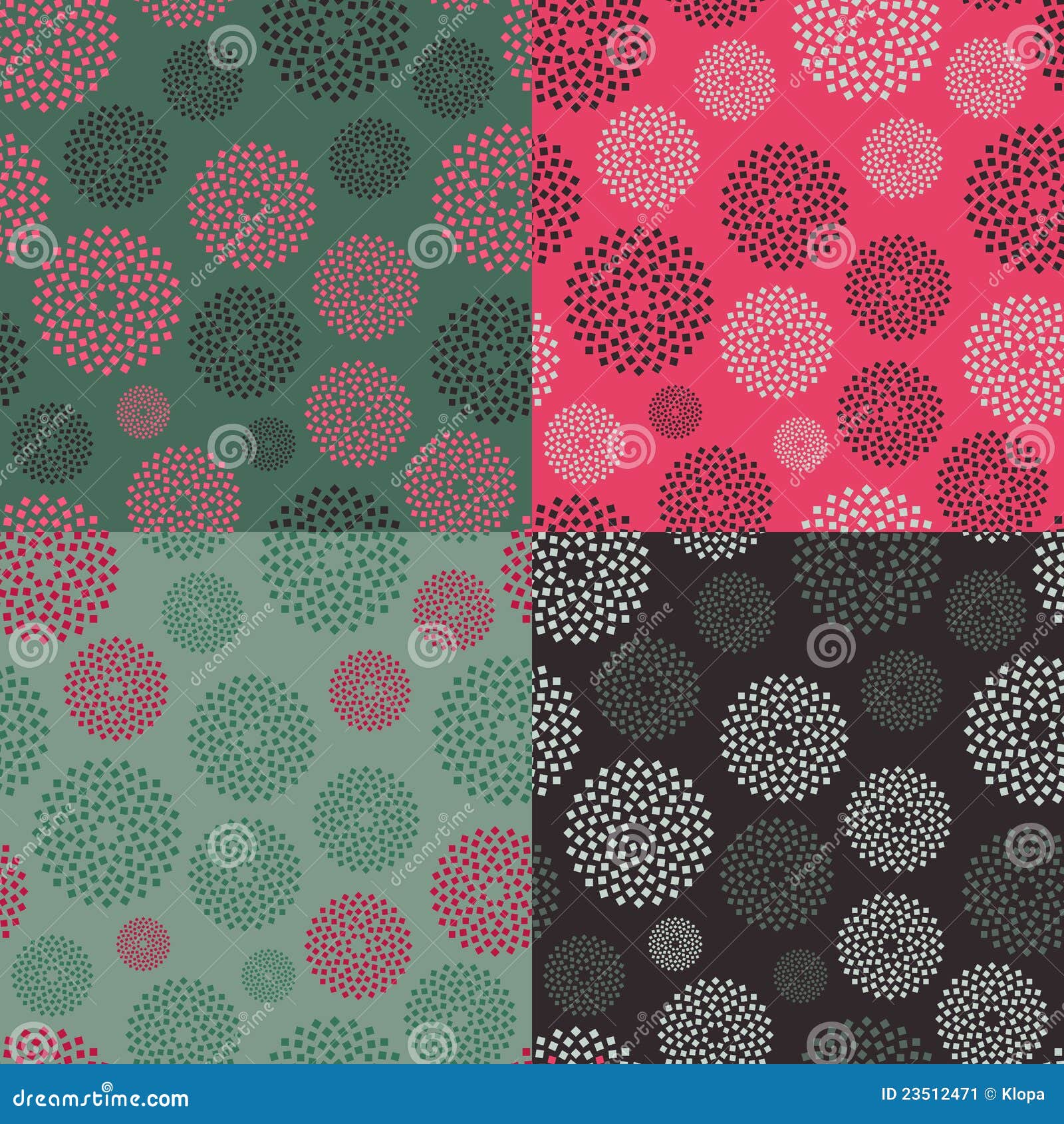 Set of Abstract Circle Seamless Pattern Stock Vector - Illustration of ...