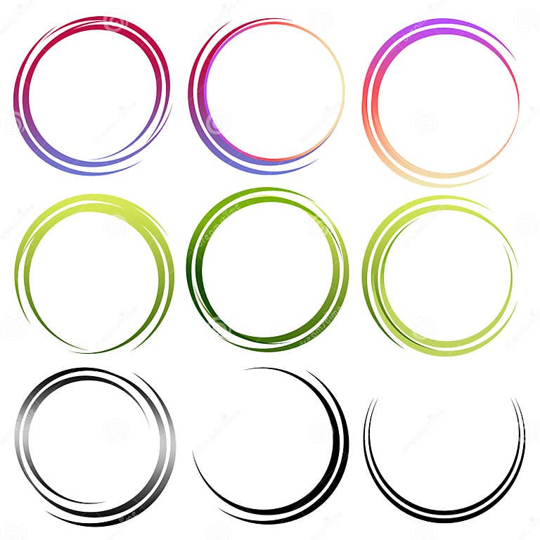 Set of Abstract Circles stock illustration. Illustration of hoops ...