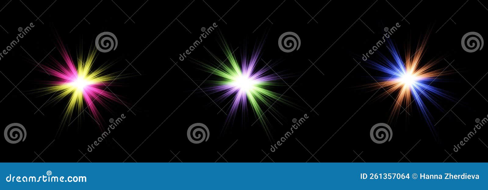 Set of Abstract Circular Beautiful Rays of a Light Background Stock ...