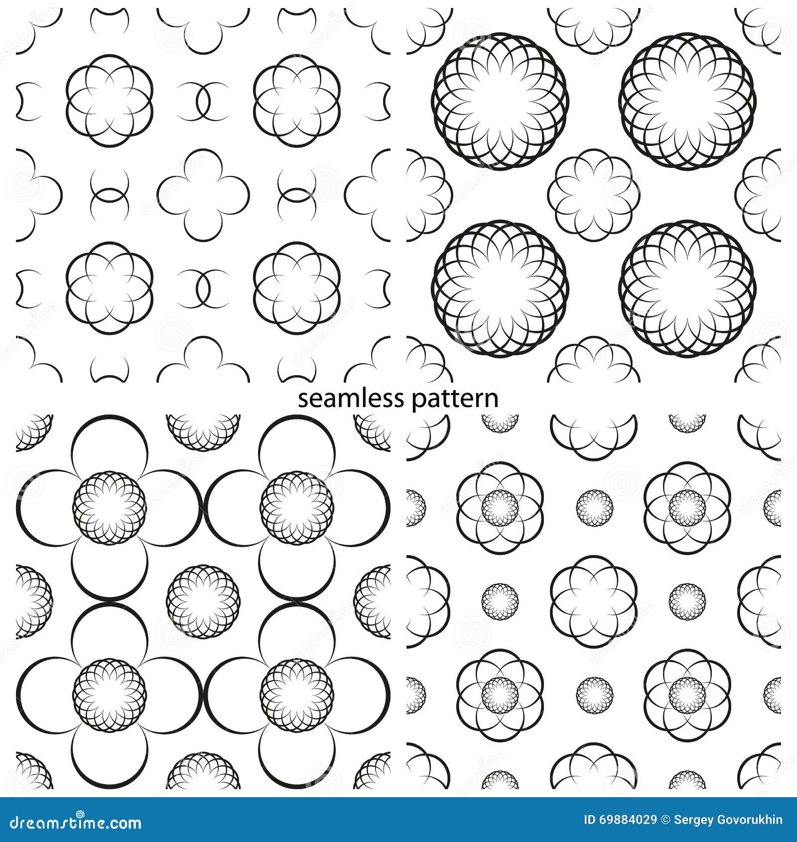 Set Abstract Circular Symmetric Seamless Patterns. Stock Vector ...