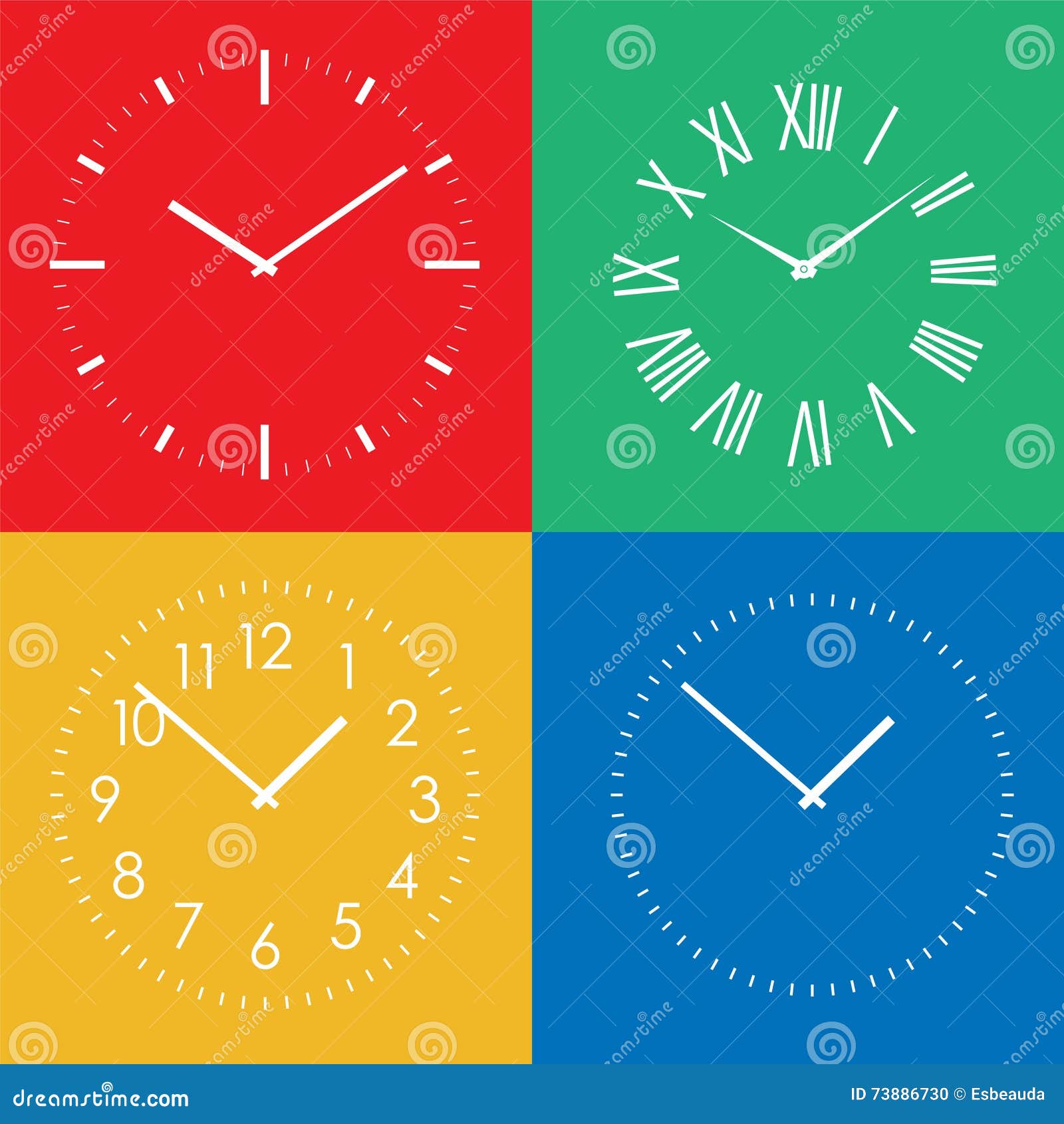 Set of Abstract Clocks Template Stock Vector - Illustration of hour ...
