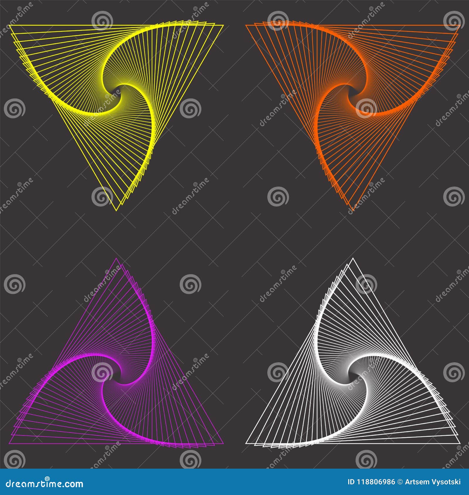 Set of Abstract Color Geometric Spirograph Background. Vector ...