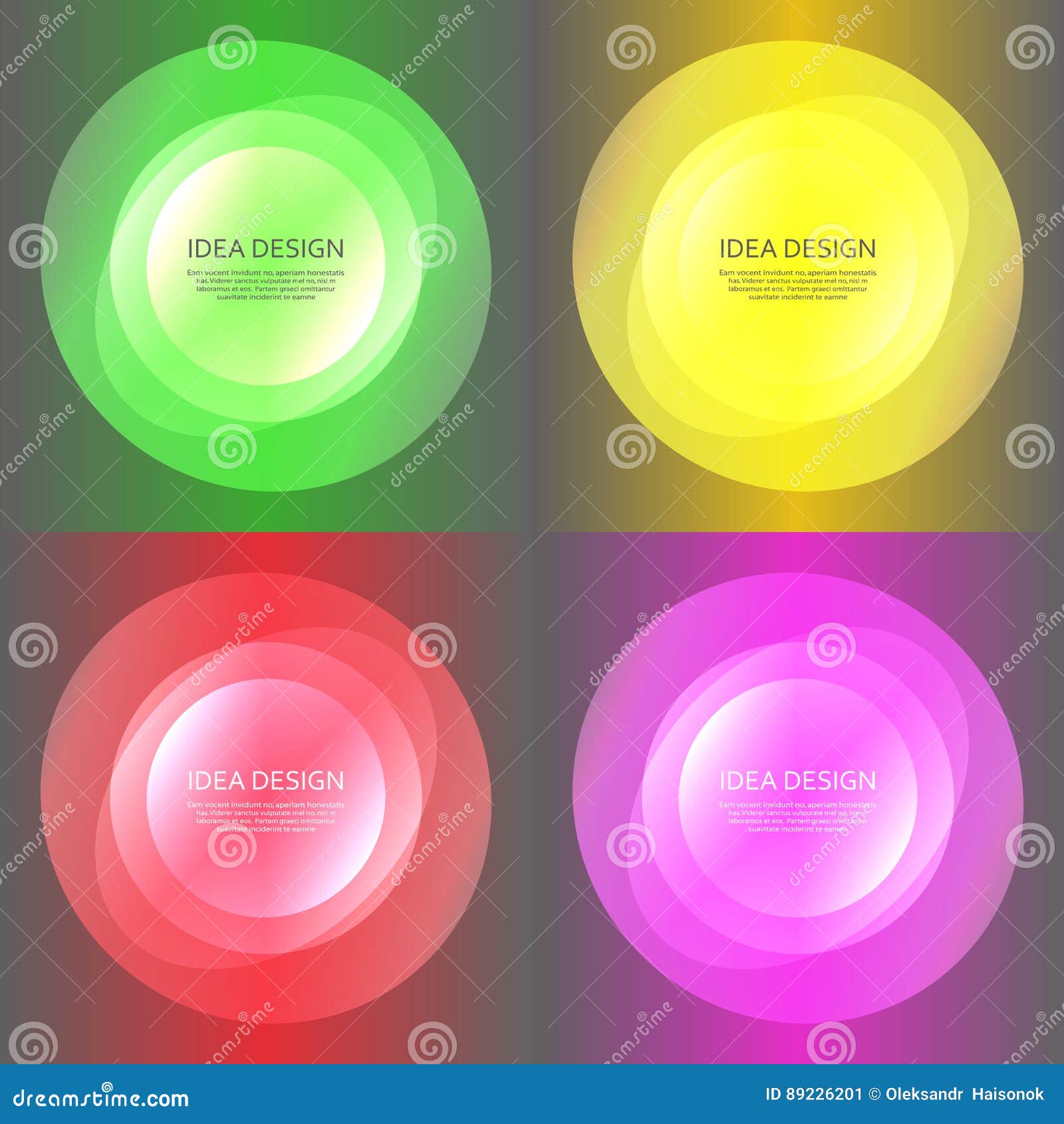 Set Abstract Color Glow Light Effect Stock Vector - Illustration of ...