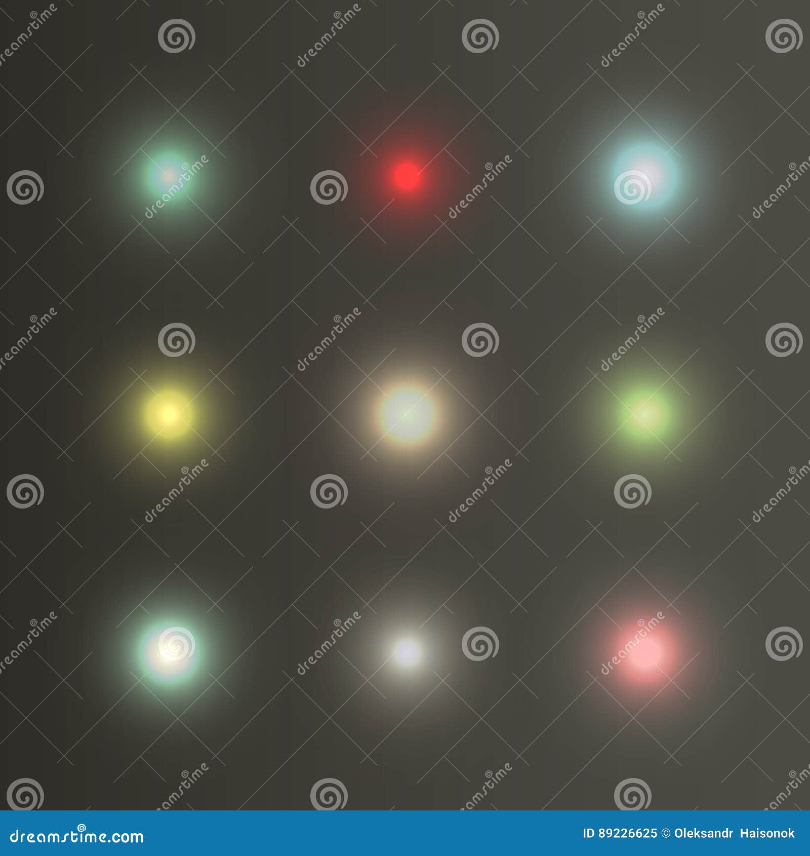 Set Abstract Color Glow Light Effect Stock Vector - Illustration of ...