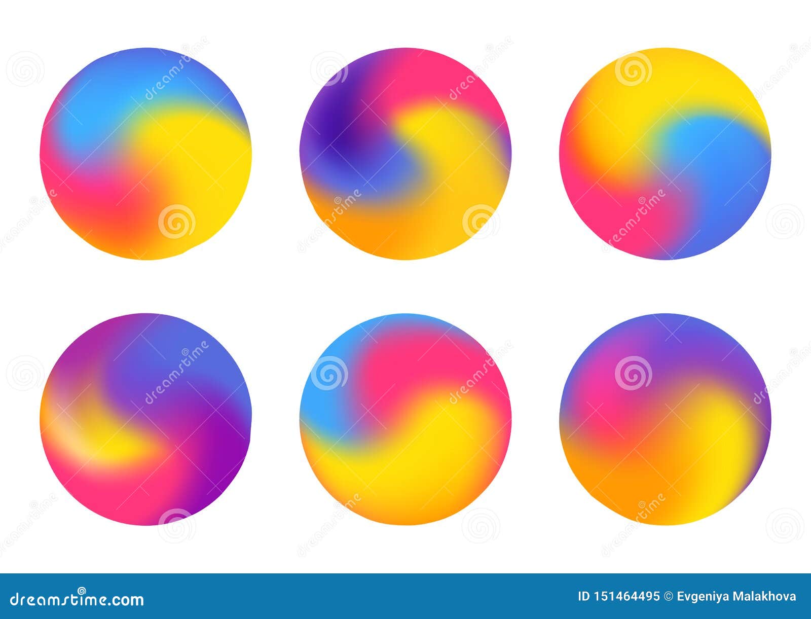 Set of Abstract Color Round Elements Isolated on White Stock Vector ...