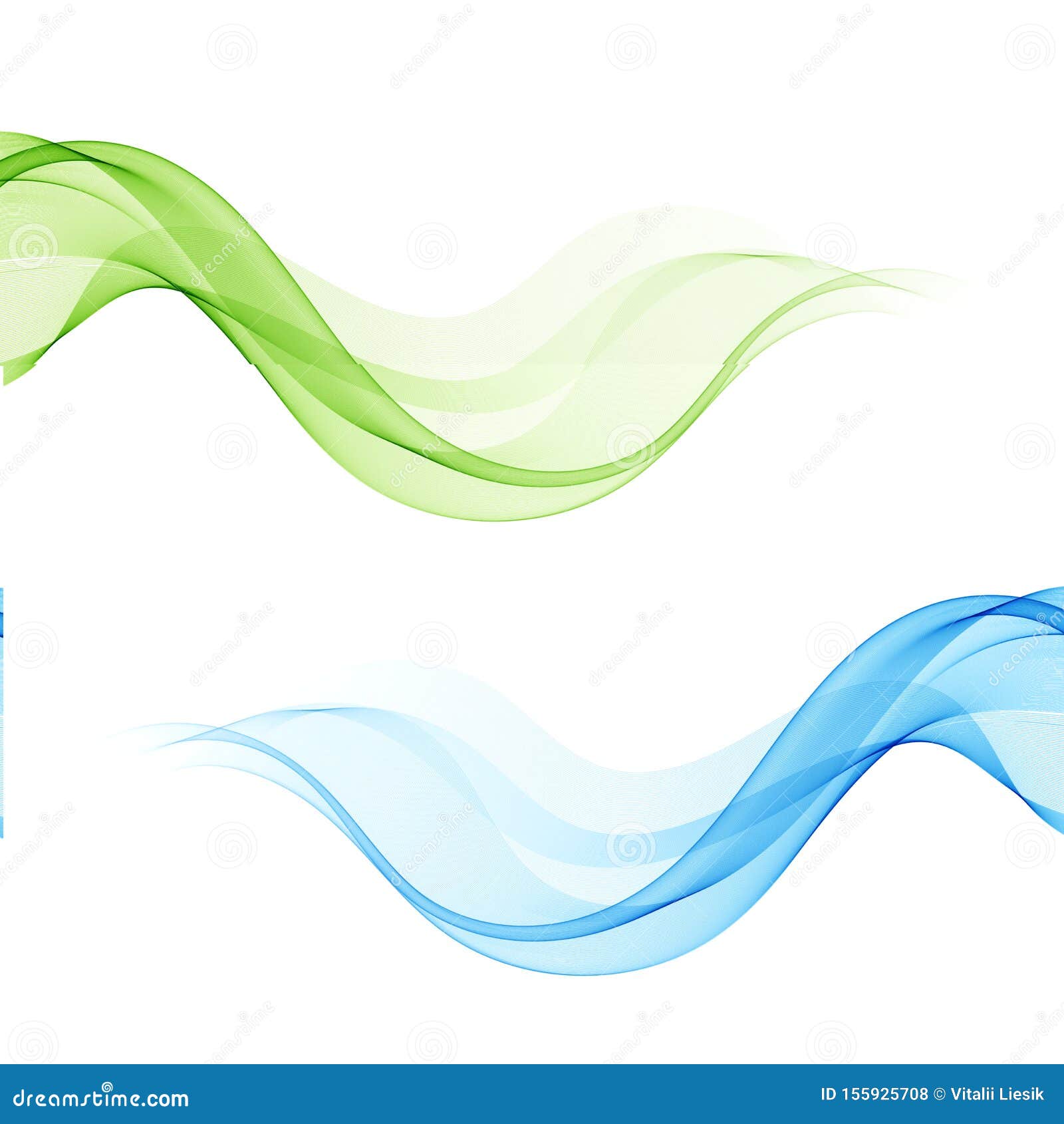 Set Abstract Color Wave Design Element. Blue and Green Wave. Stock ...