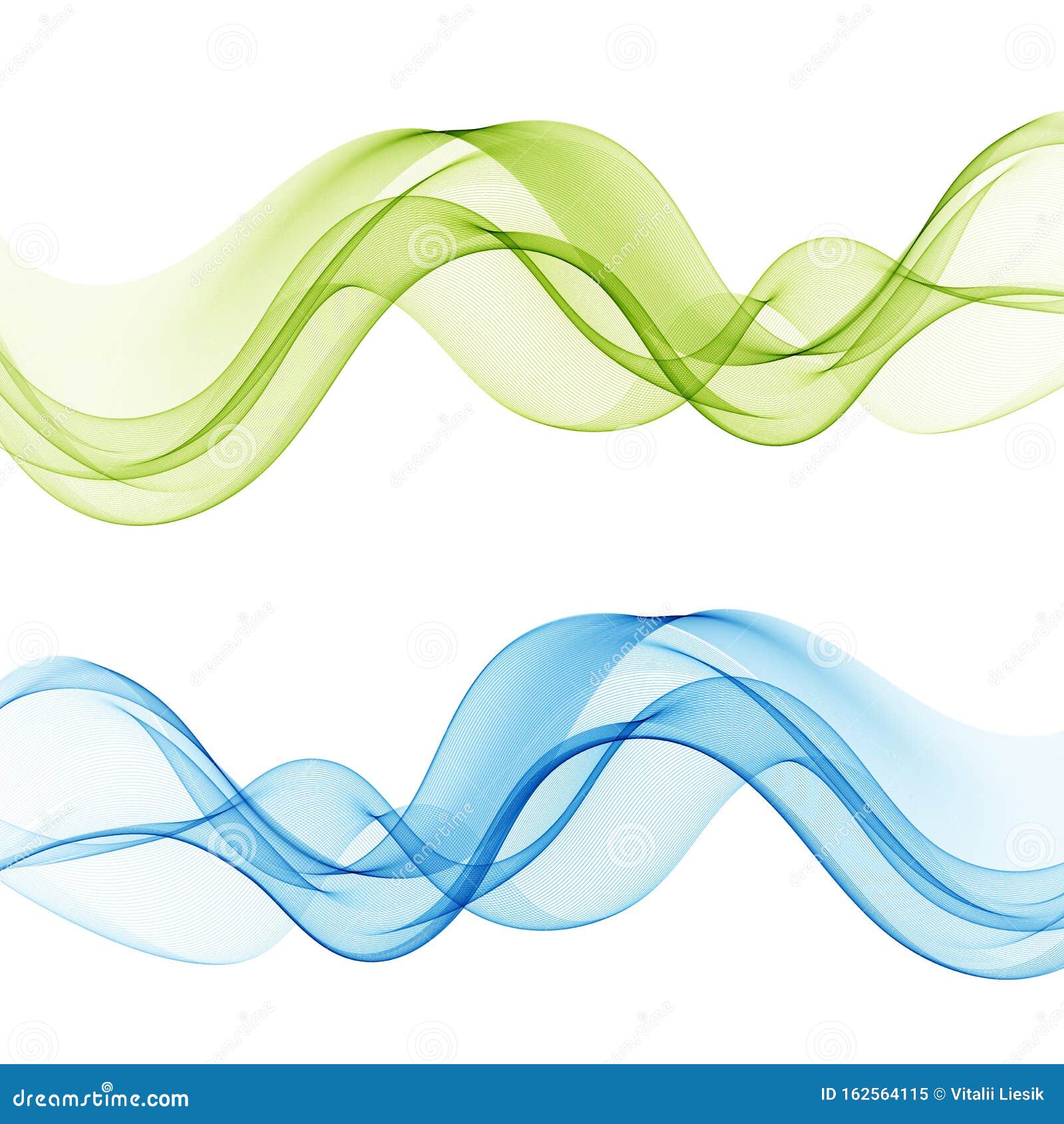Set Abstract Color Wave Design Element. Blue and Green Wave. Stock ...