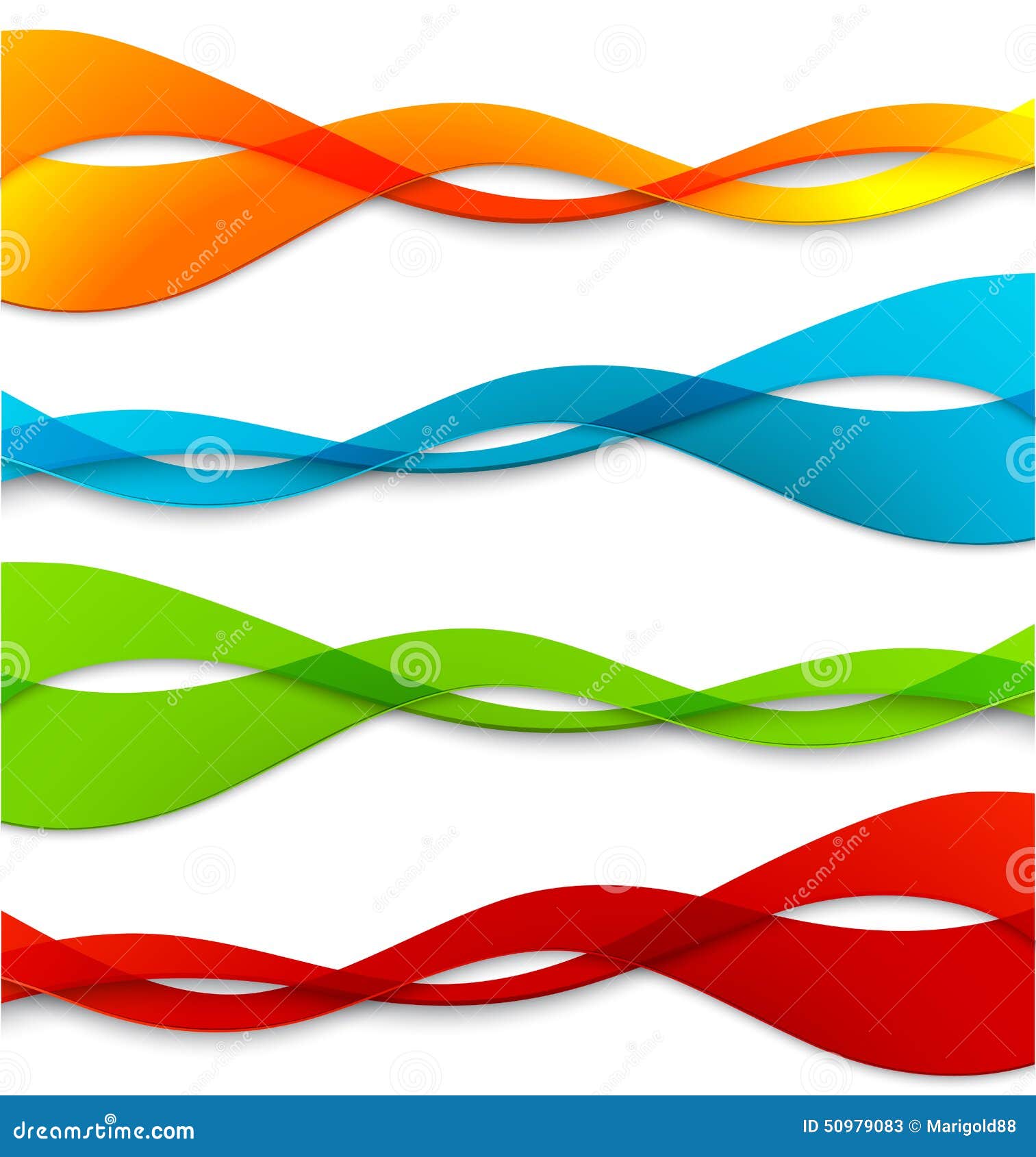 Set of Abstract Color Wavy Lines Stock Vector - Illustration of light ...