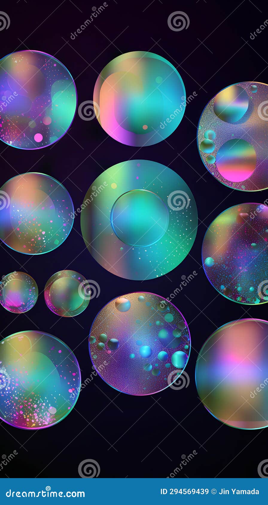 Set of Abstract Colorful Bubbles on a Dark Background. Vector ...
