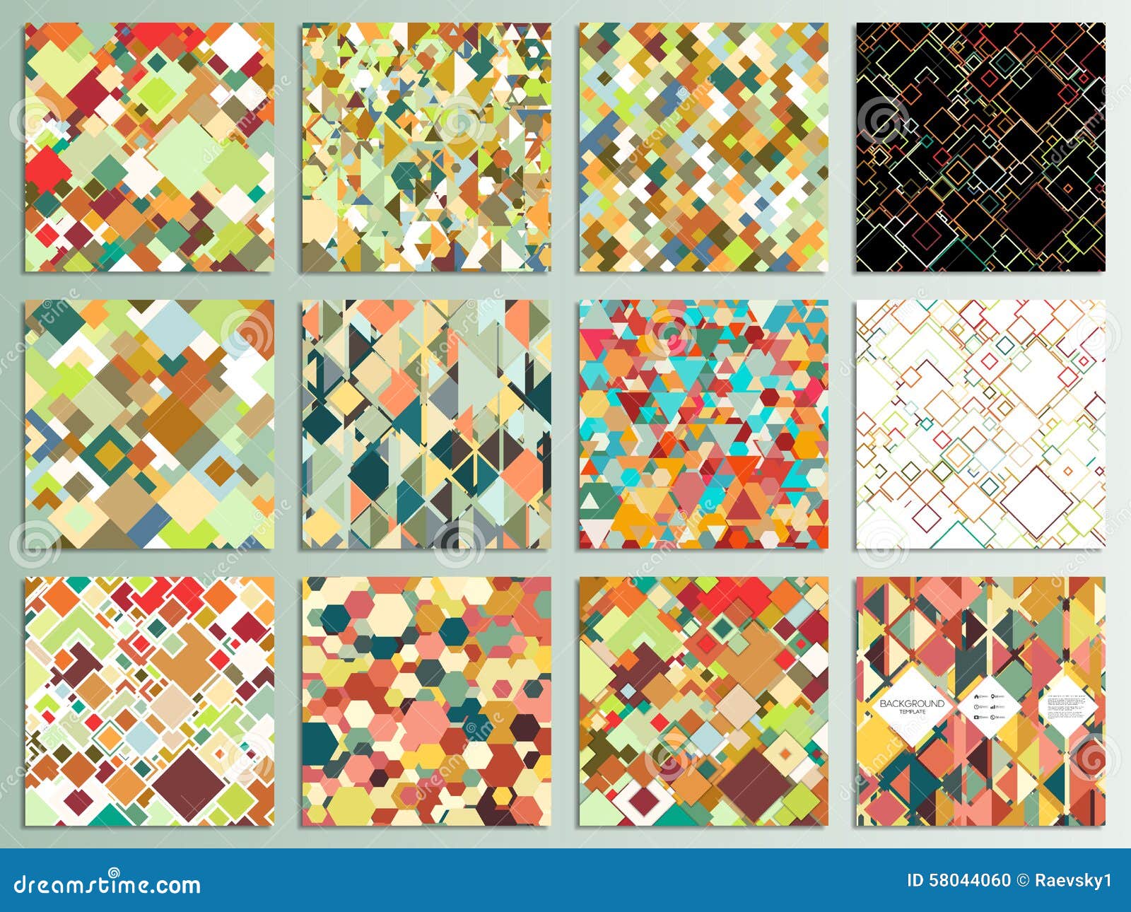 Set of Abstract Colorful Cards, Square or Triangle Stock Vector ...