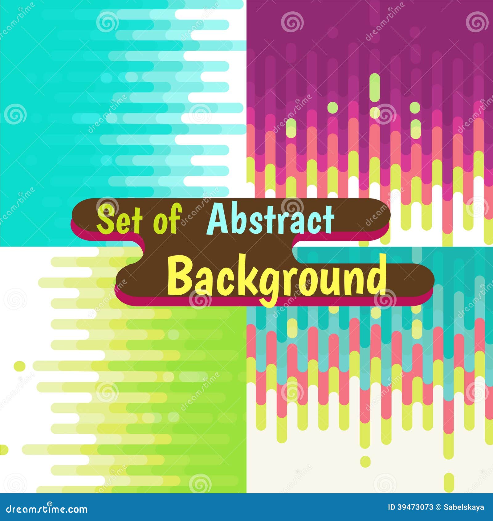 Set Of Abstract Colorful Curve Background Design Stock Vector