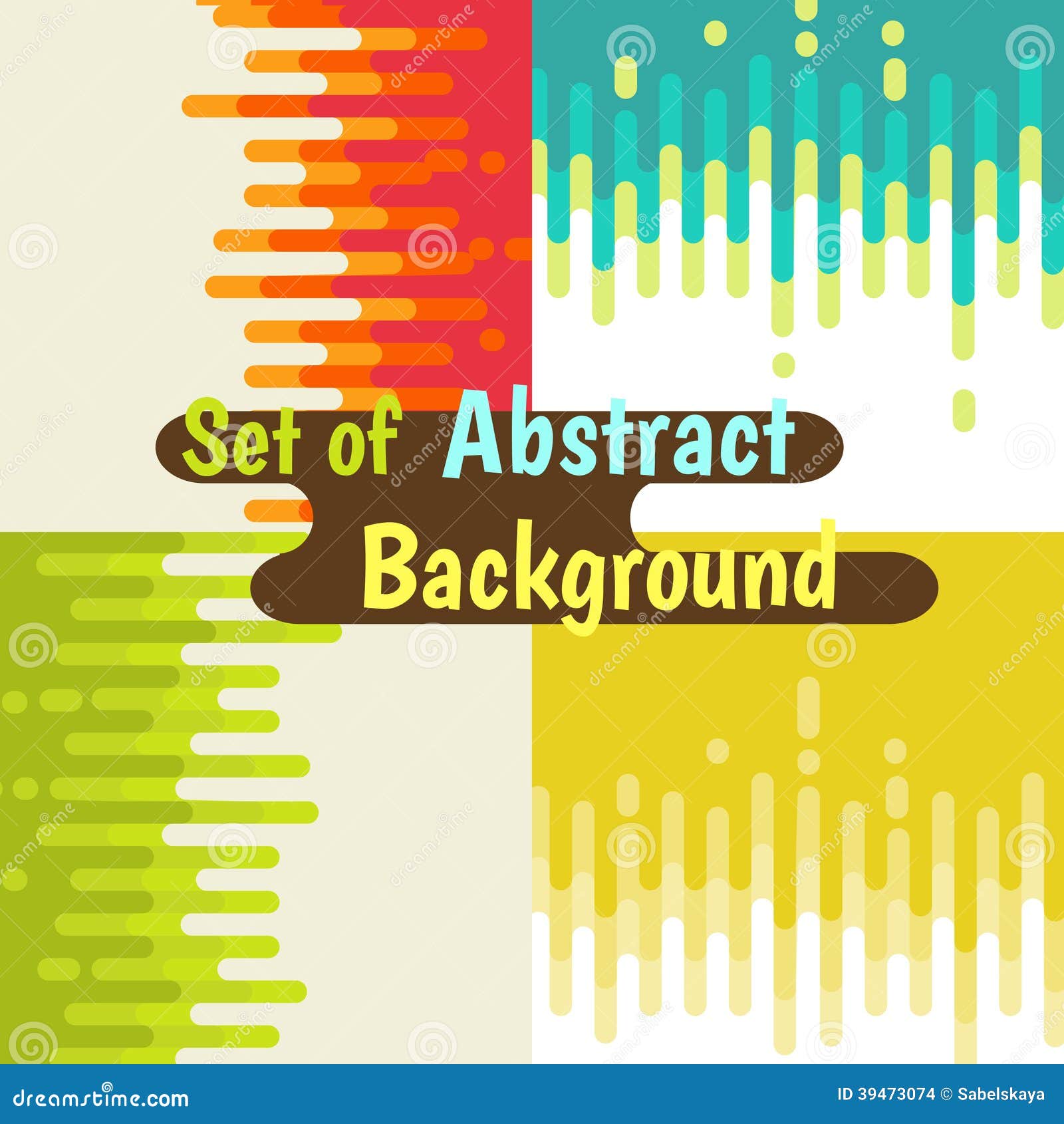 Set Of Abstract Colorful Curve Background Design Stock Vector