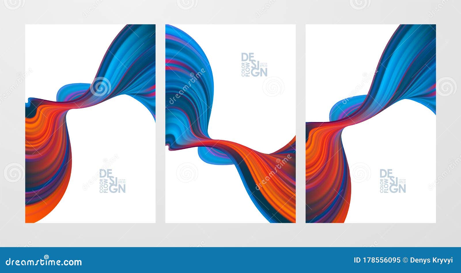 Set of Abstract Colorful Flow Poster Backgrounds. Modern Design Stock ...
