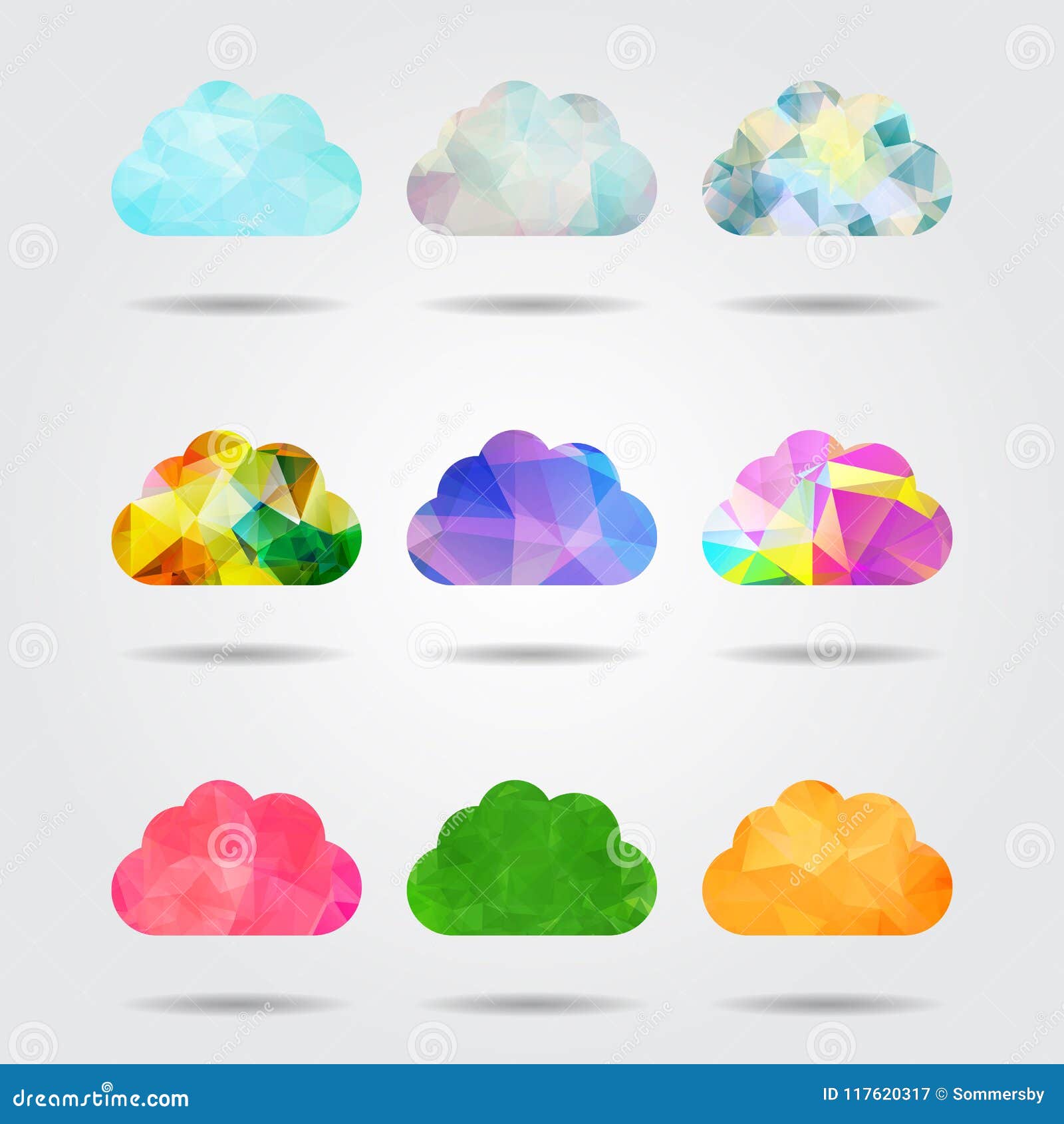 Set of Abstract Colorful Geometric Cloud Shapes from Triangular Stock ...