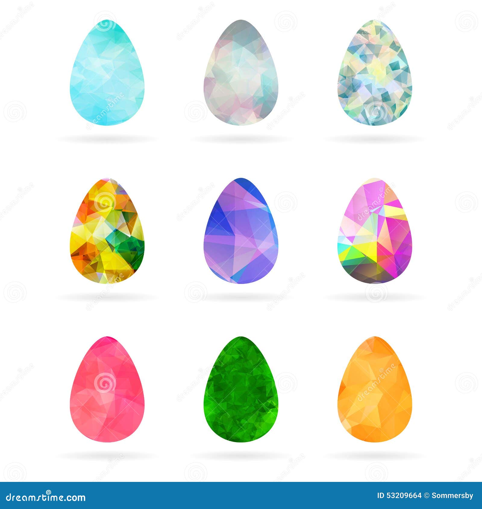 Set of Abstract Colorful Geometric Easter Egg Shapes from Triangular ...