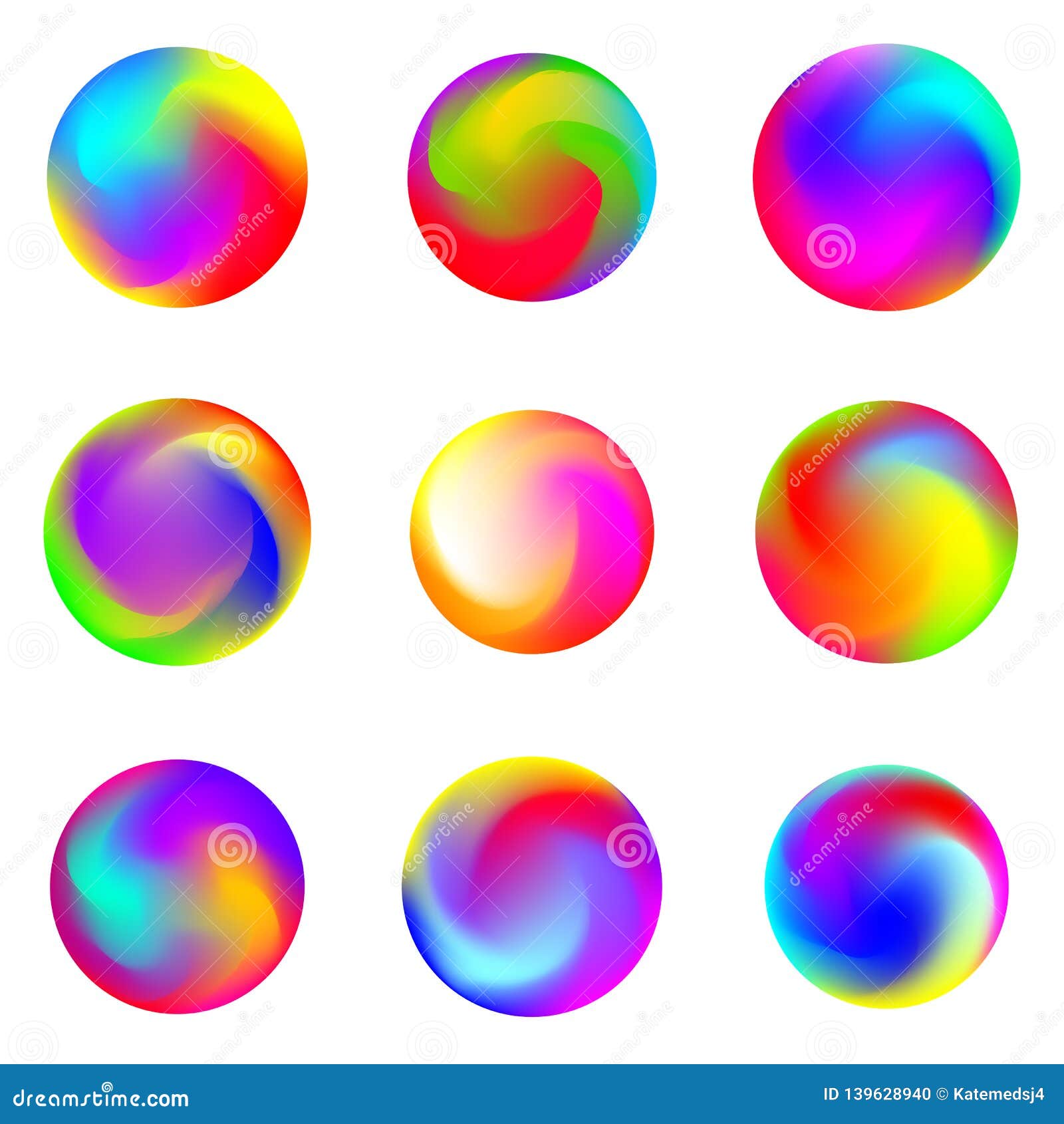 Set of Abstract Colorful Gradients. Vector Gradient Abstract Circles ...