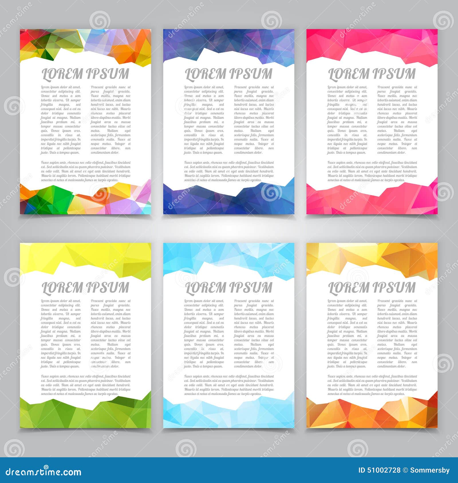 Set of Abstract Colorful Triangular Polygonal Geometric Flyer De Stock ...