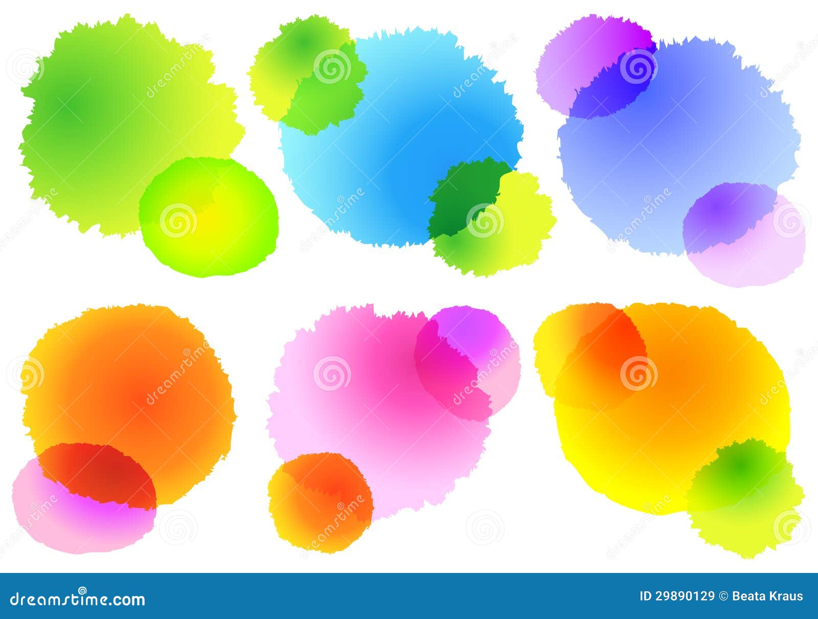 Colorful Watercolor Splashes, Vector Stock Vector - Illustration of ...