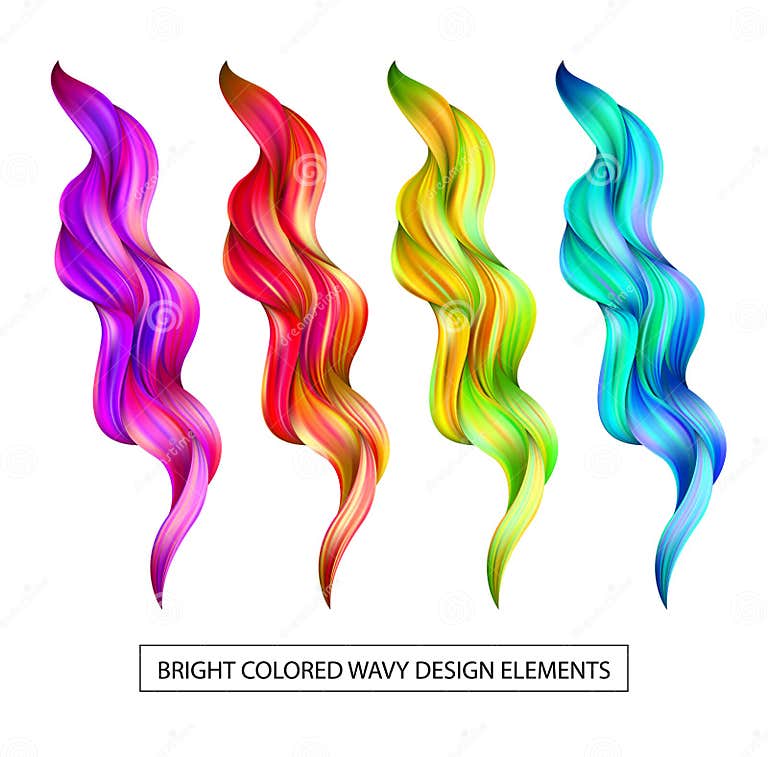 Set Abstract Colorful Wave Flow Design Elements. Vector Illustration ...