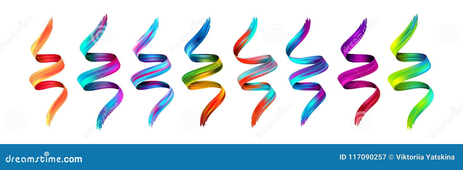 Set Abstract Colorful Wave Flow Design Elements Vector Illustration