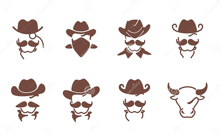 Set of abstract cowboys stock vector. Illustration of american - 49707939