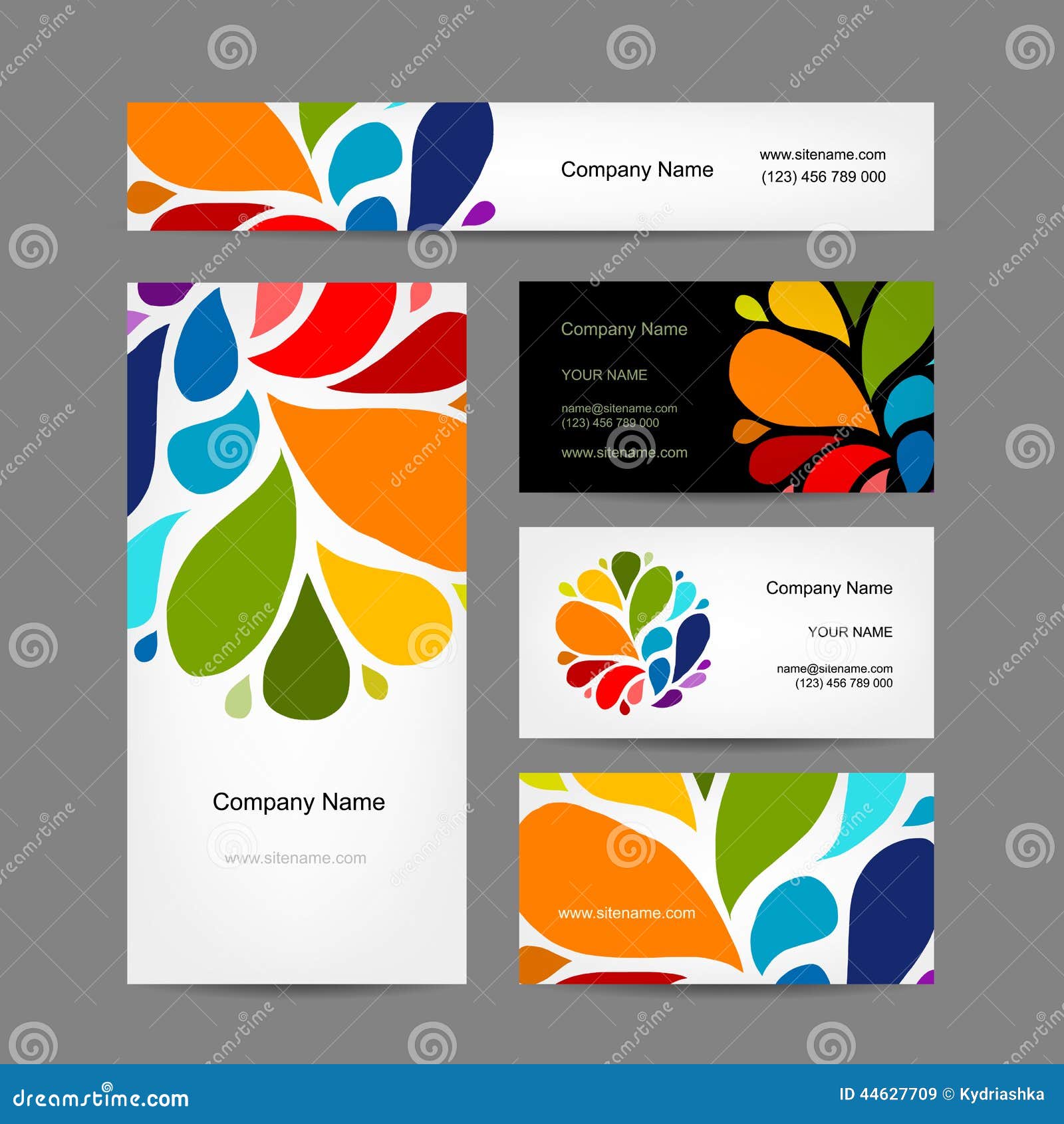 Set of Abstract Creative Business Cards Design Stock Vector ...
