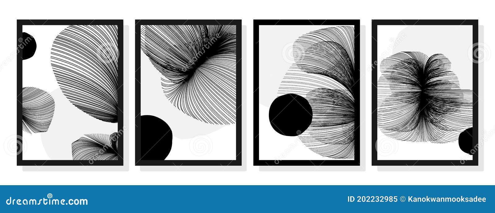Set of 4 Abstract Creative Line Pattern Background. Collection Design ...
