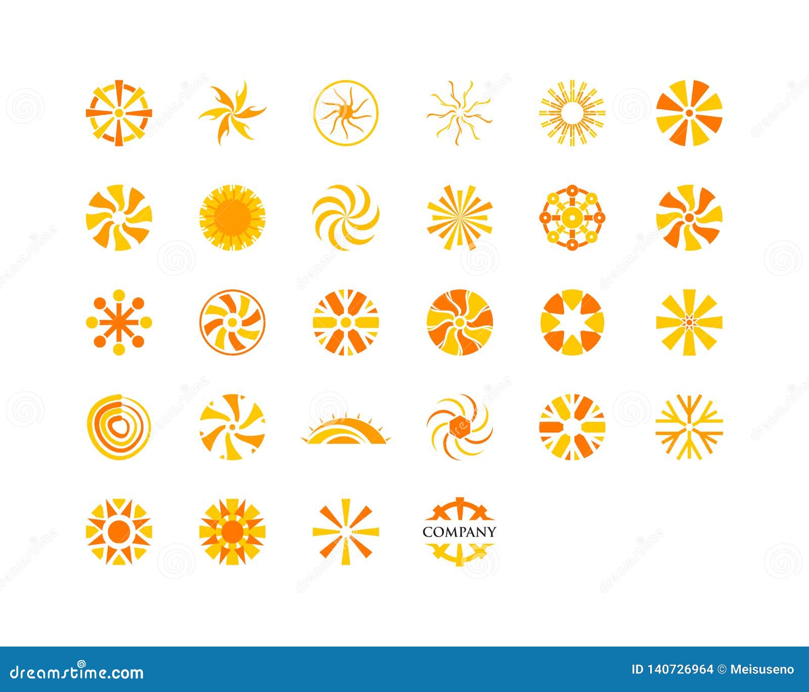 Set of Abstract Creative Sun Logo Design Stock Vector - Illustration of ...