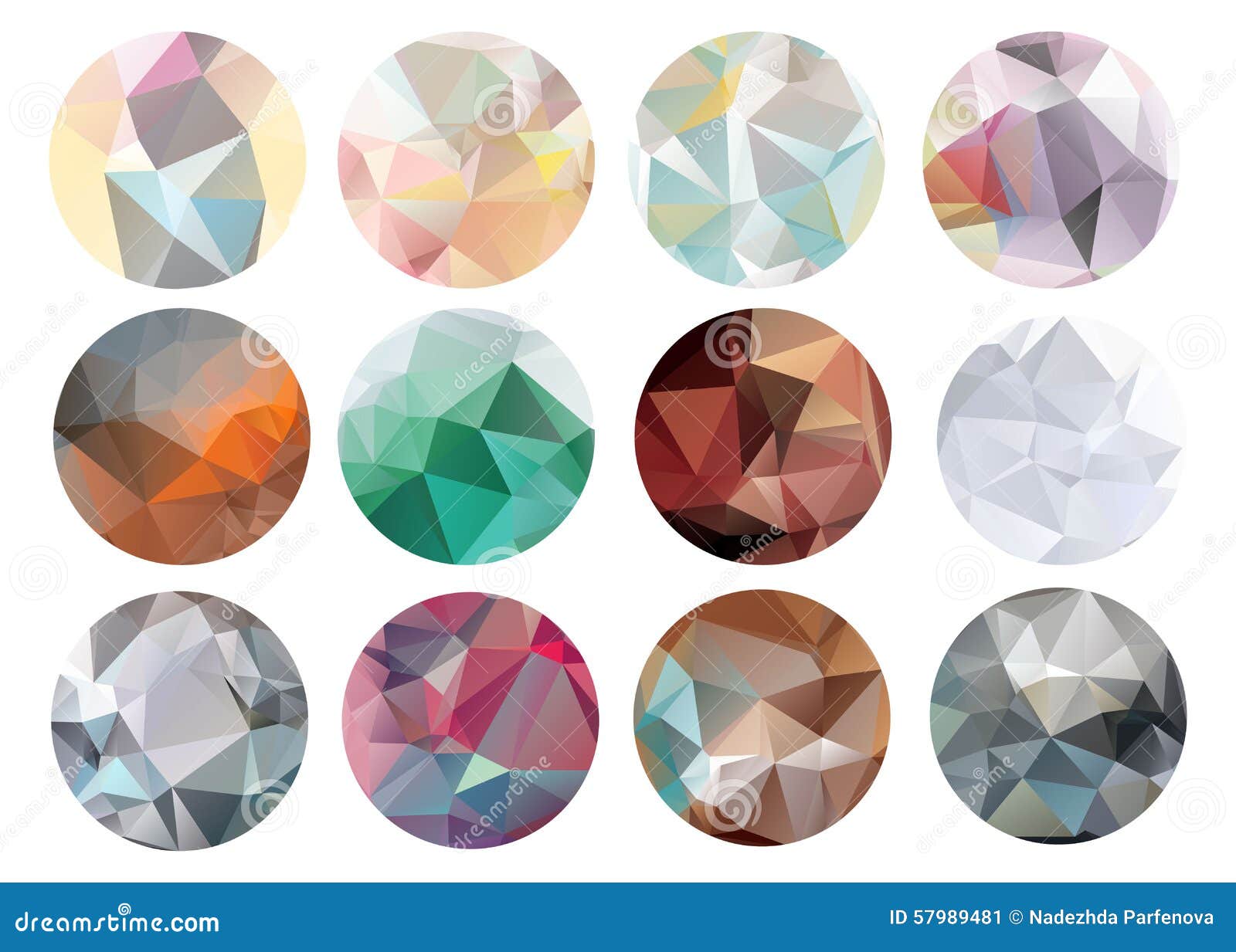 Set of Abstract Crystal Circles in Polygon Style Stock Vector ...