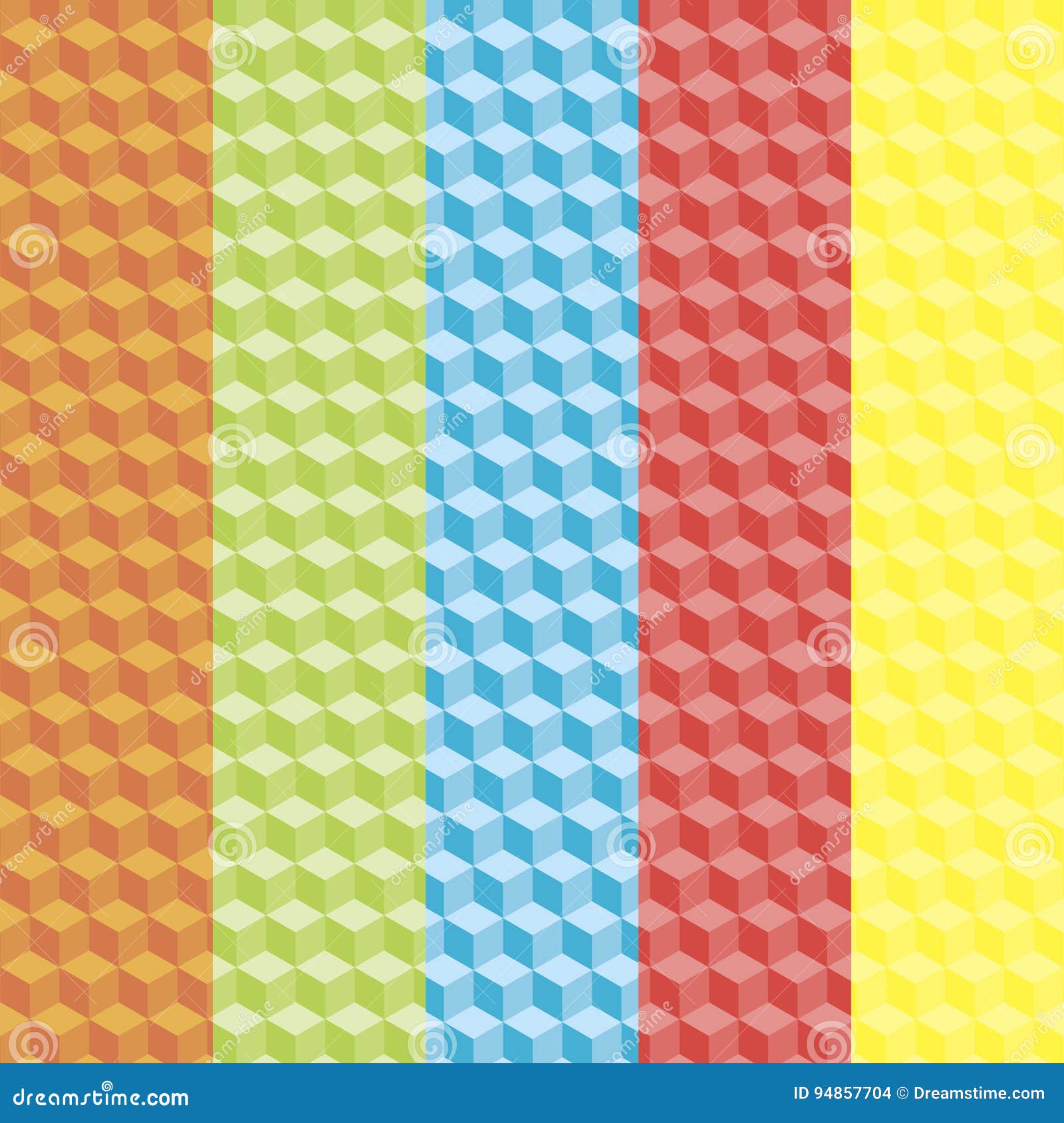 Set of Abstract Cubic Colorful Patterns Stock Illustration ...