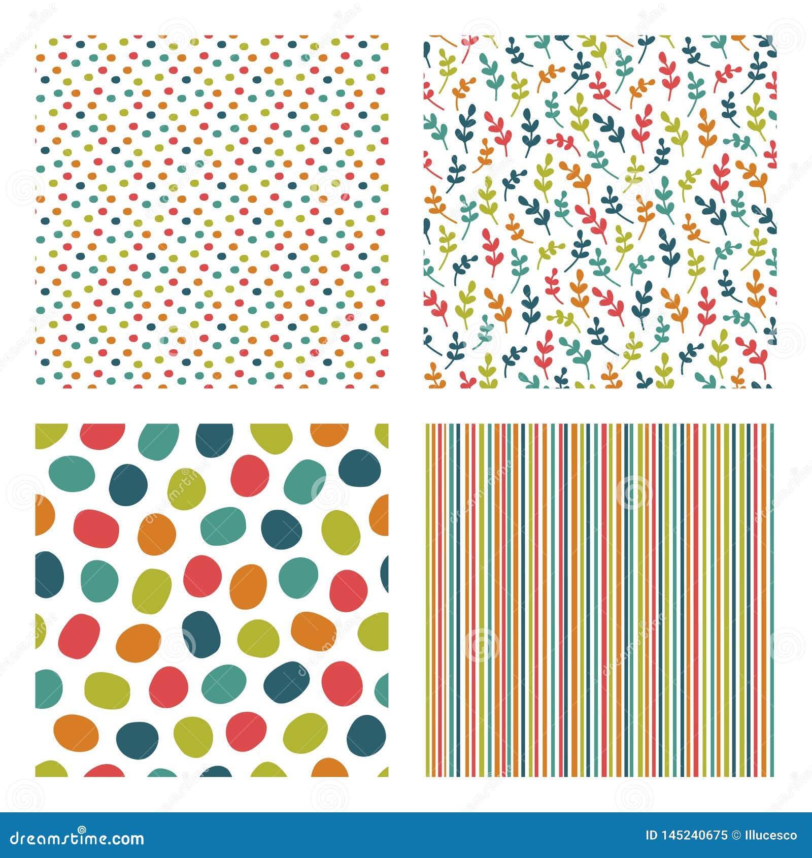 Set of Abstract Cute Colorful Pattern, Seamless Background. Stock ...