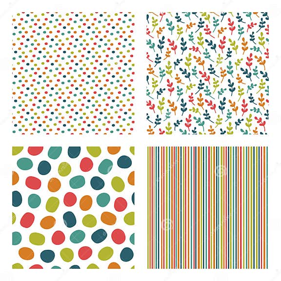 Set of Abstract Cute Colorful Pattern, Seamless Background. Stock ...