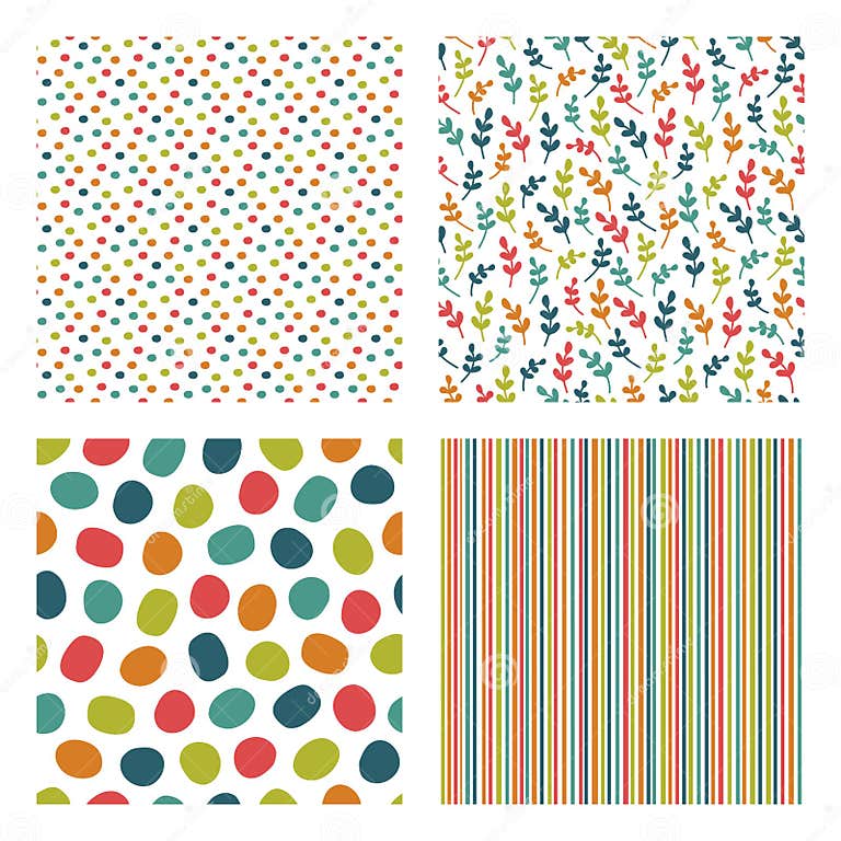 Set of Abstract Cute Colorful Pattern, Seamless Background. Stock ...