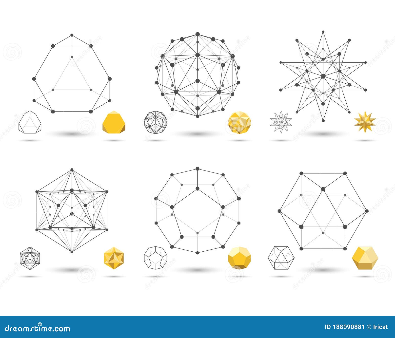 Set of Abstract 3D Geometric Shapes from Triangular Faces for Graphic ...