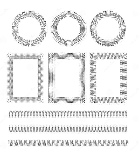 Set of Abstract Decorative Elements Frames and Lines. Black Line Stylish Design with Dots ...