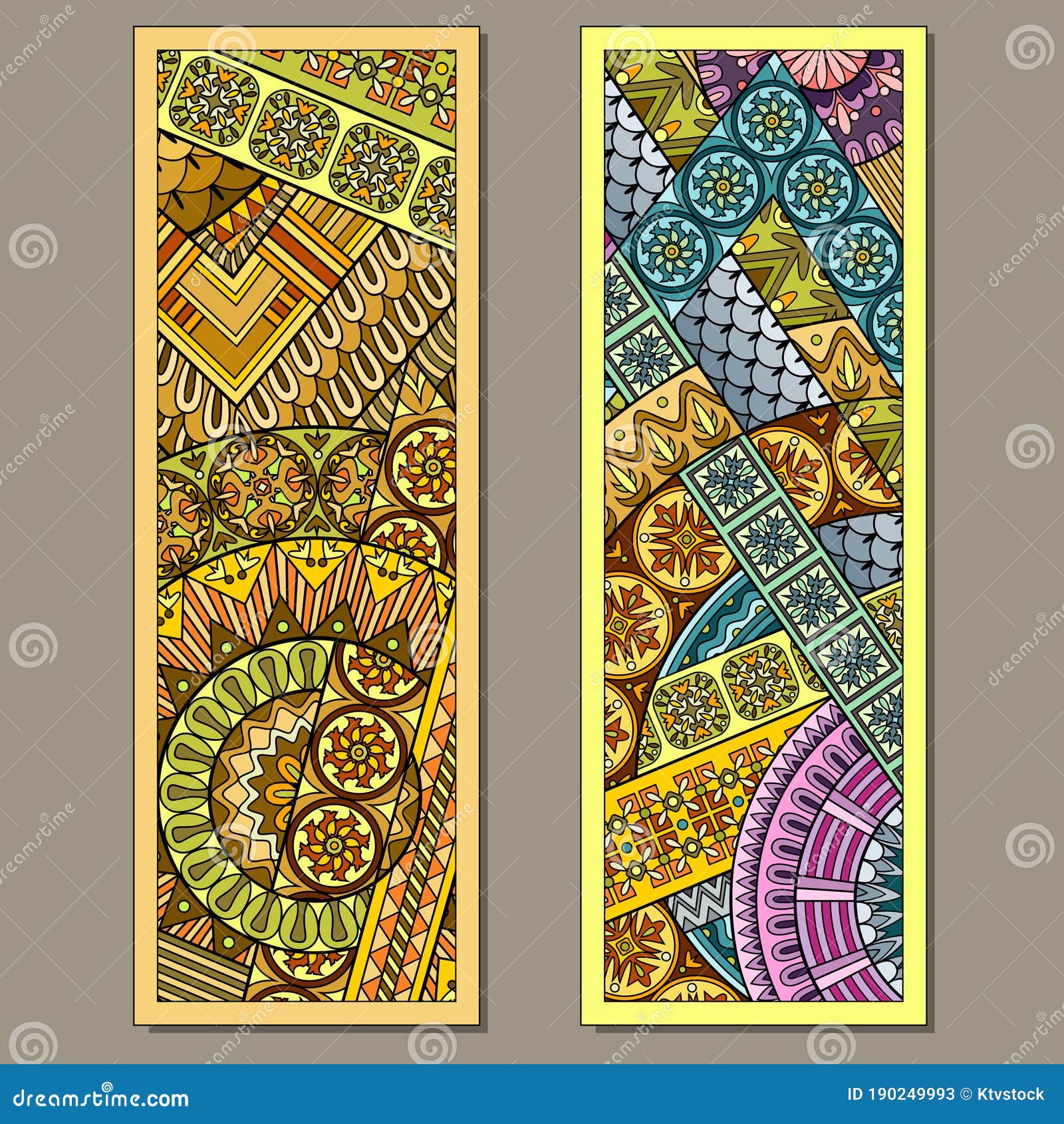 Set of Abstract Decorative Ethnic Bookmarks Stock Vector - Illustration ...