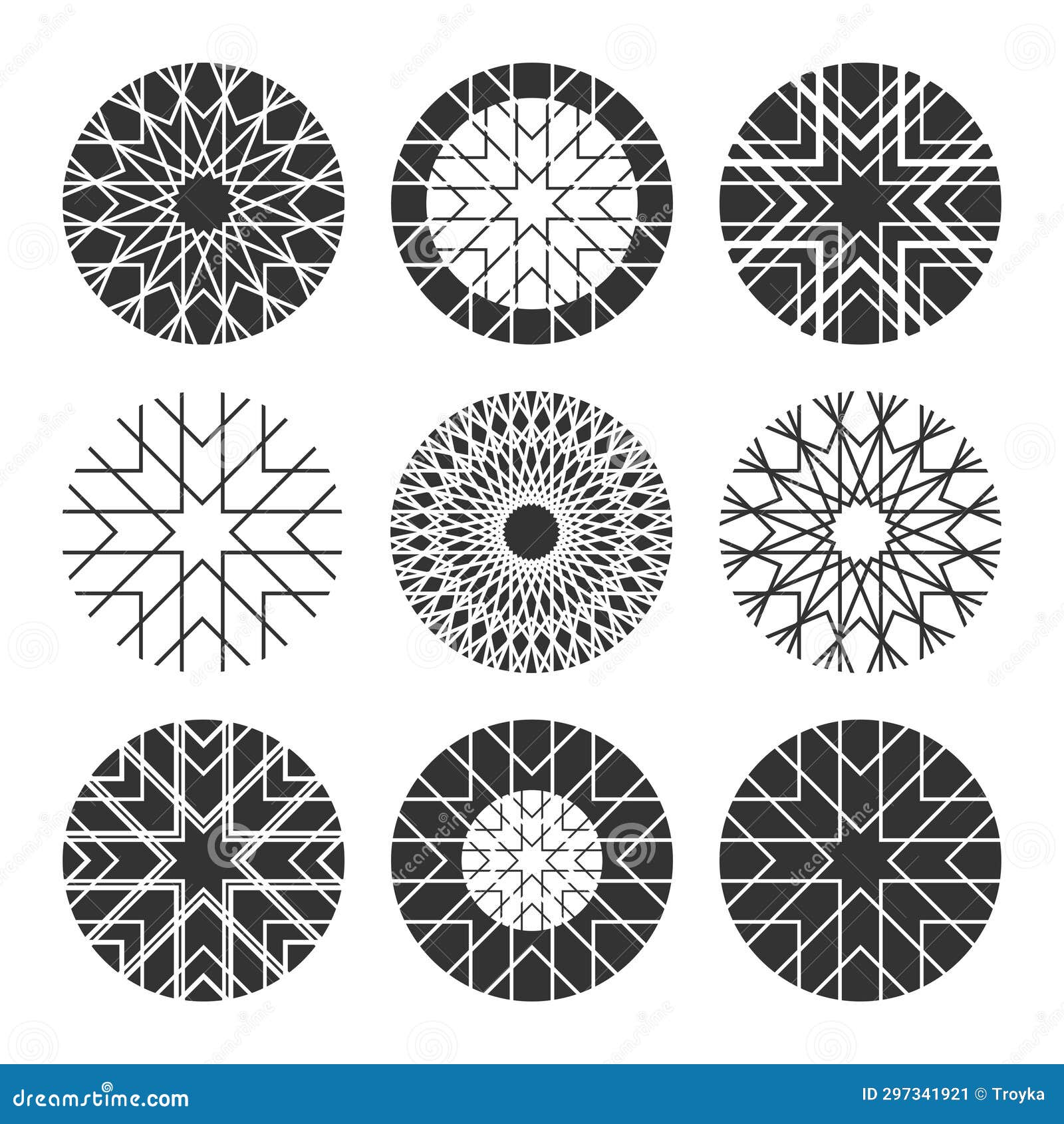 Set of Abstract Decorative Radial Circle Patterns Stock Vector ...