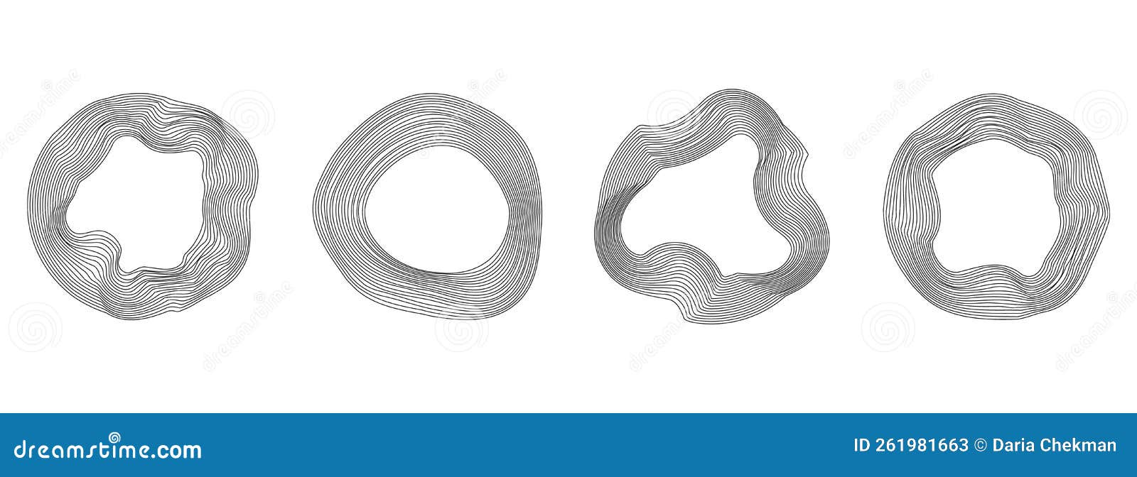 Set of Abstract Deformed Circle Banners. Distorted Contour Stock Vector ...