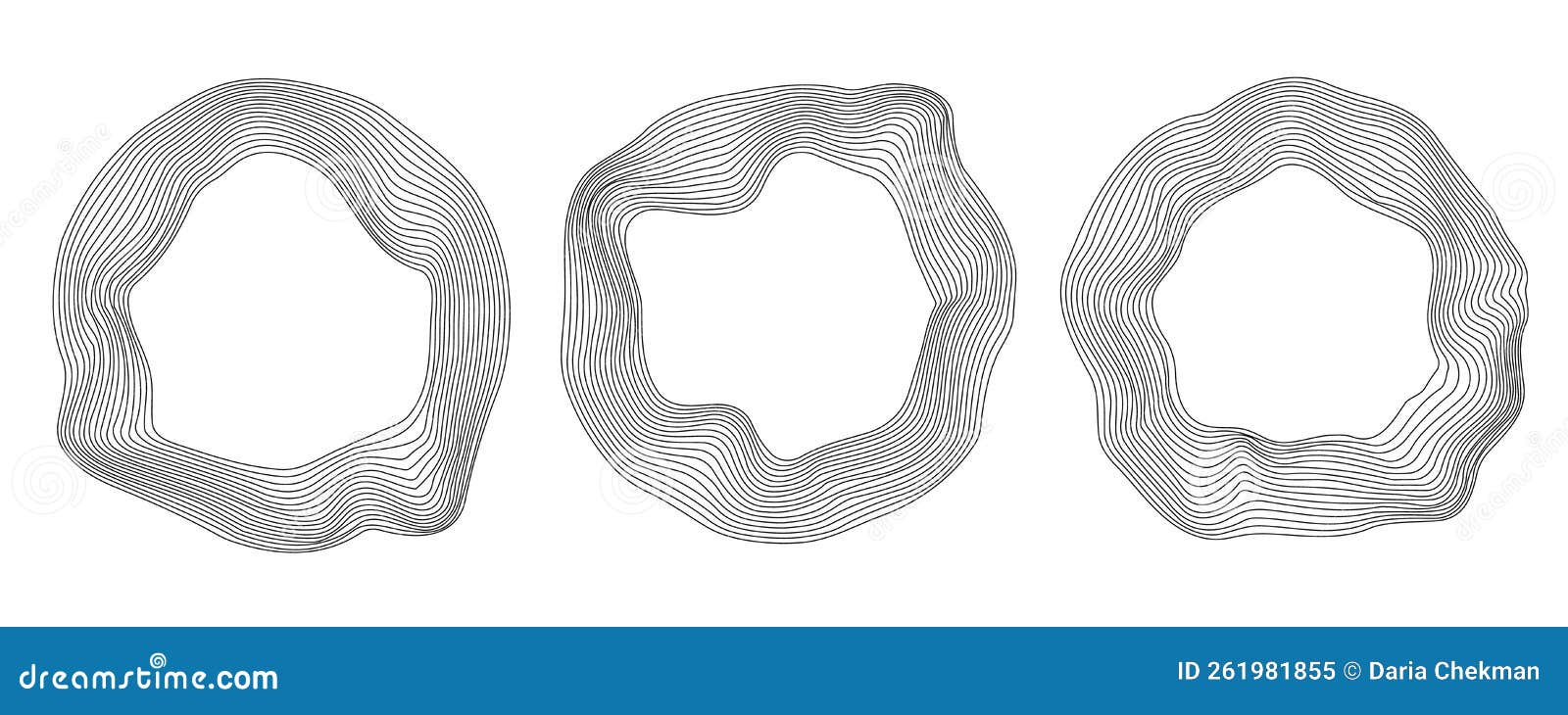 Set of Abstract Deformed Circle Banners. Distorted Contour Stock Vector ...