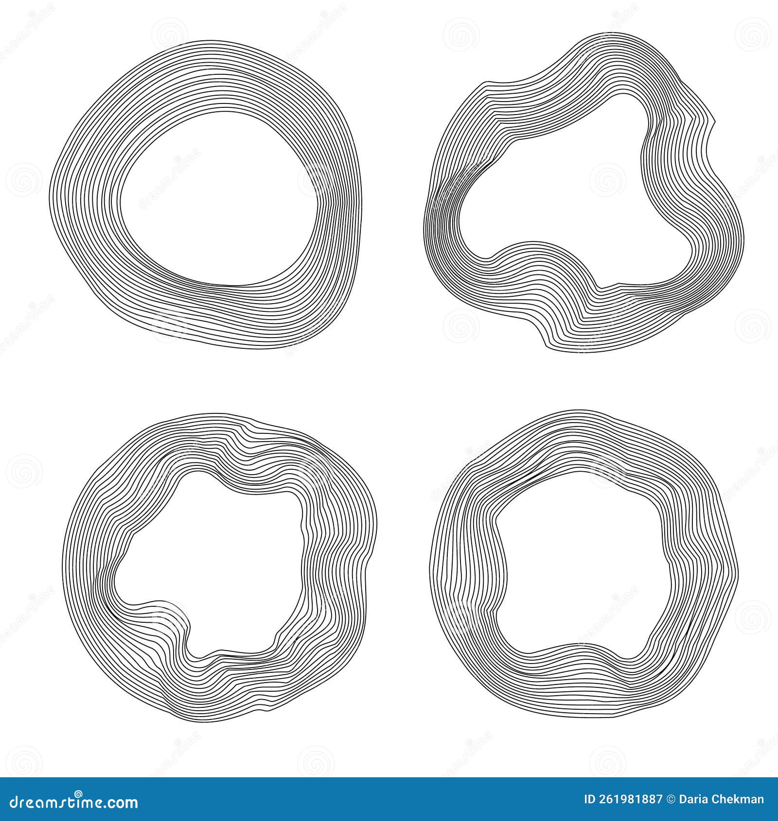 Set of Abstract Deformed Circle Banners. Distorted Contour Stock Vector ...