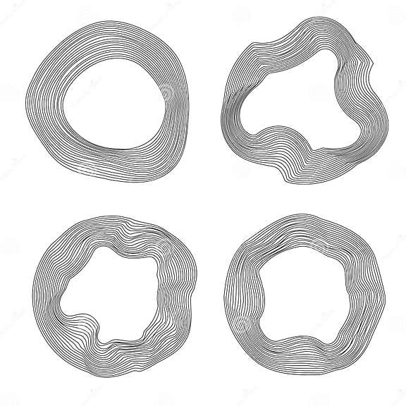 Set of Abstract Deformed Circle Banners. Distorted Contour Stock Vector ...
